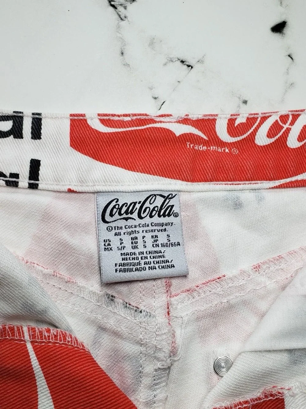 Coca Cola | Shorts | Coca Cola Red And White Logo Patchwork Denim ...